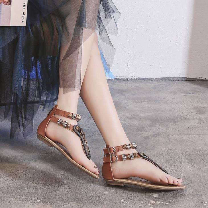 PU leather national wind women sandals